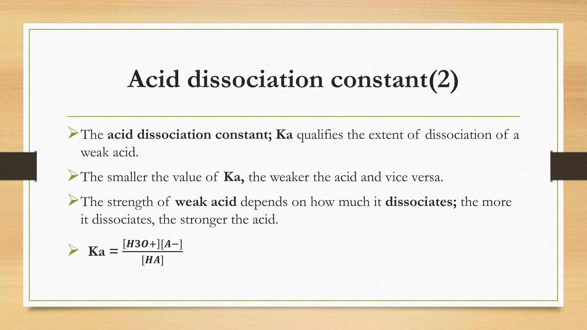Equilibrium of weak acids | PPTX