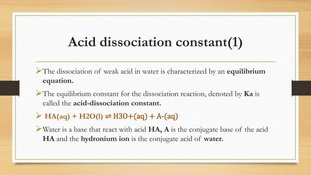 Equilibrium of weak acids | PPTX | Chemistry | Science