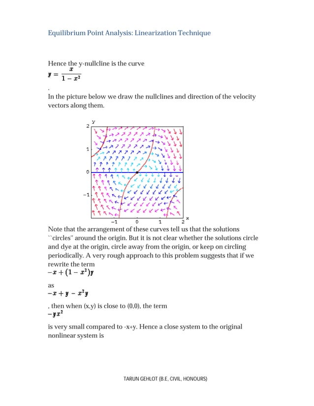Equilibrium point analysis linearization technique | PDF