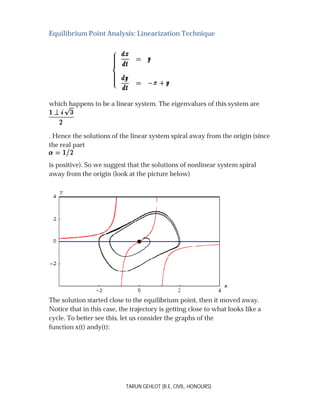 Equilibrium point analysis linearization technique | PDF