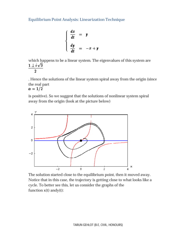 Equilibrium point analysis linearization technique | PDF