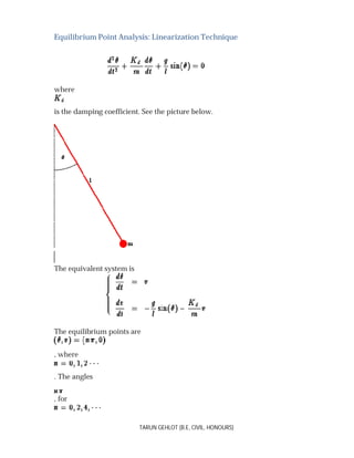 Equilibrium point analysis linearization technique | PDF