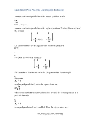 Equilibrium point analysis linearization technique | PDF