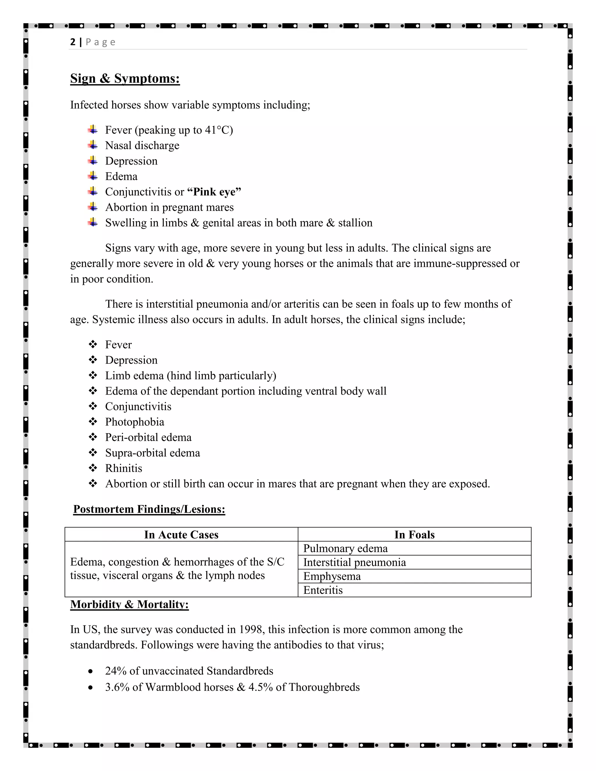 Equine viral arteritis (eva) | PDF