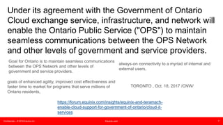 Why Ontario Government chose Equinix Cloud Exchange Connect | PPT