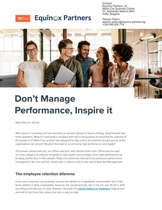 Equinox Partners - 15Five - do not manage performance, inspire it | PDF