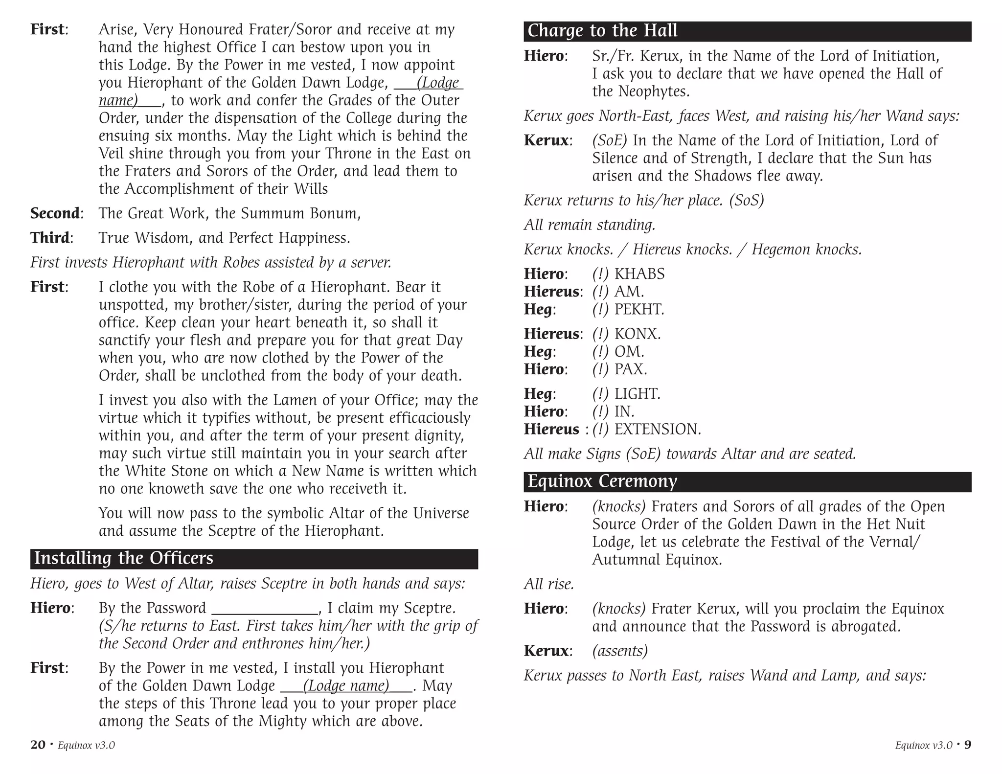 Equinox ceremony H.'.O.'.G.'.D'. | PDF