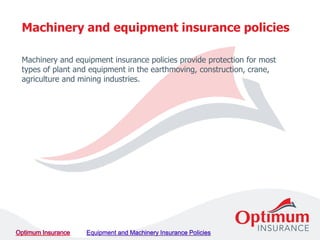 Equipment and Machinery Insurance Policies | PDF