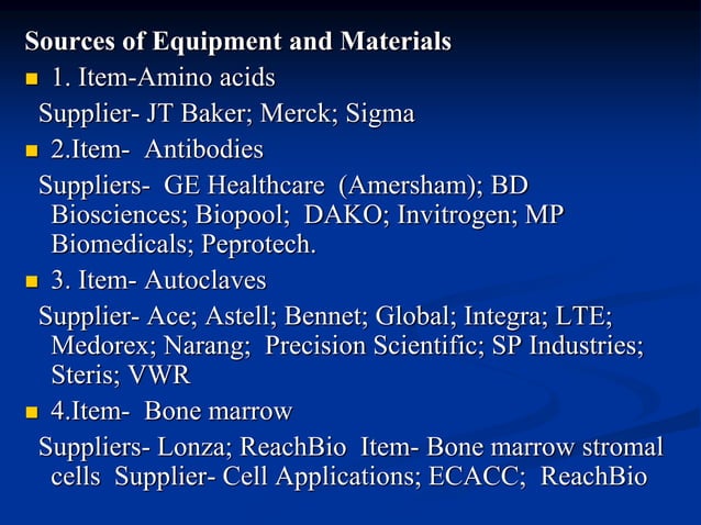Equipment and materials for animal cell culture | PPT | Chemistry | Science