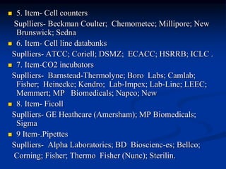 Equipment and materials for animal cell culture | PPT
