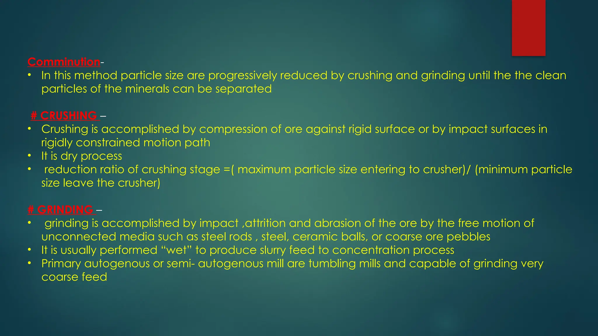 in various crushing and grinding, milling | PPTX