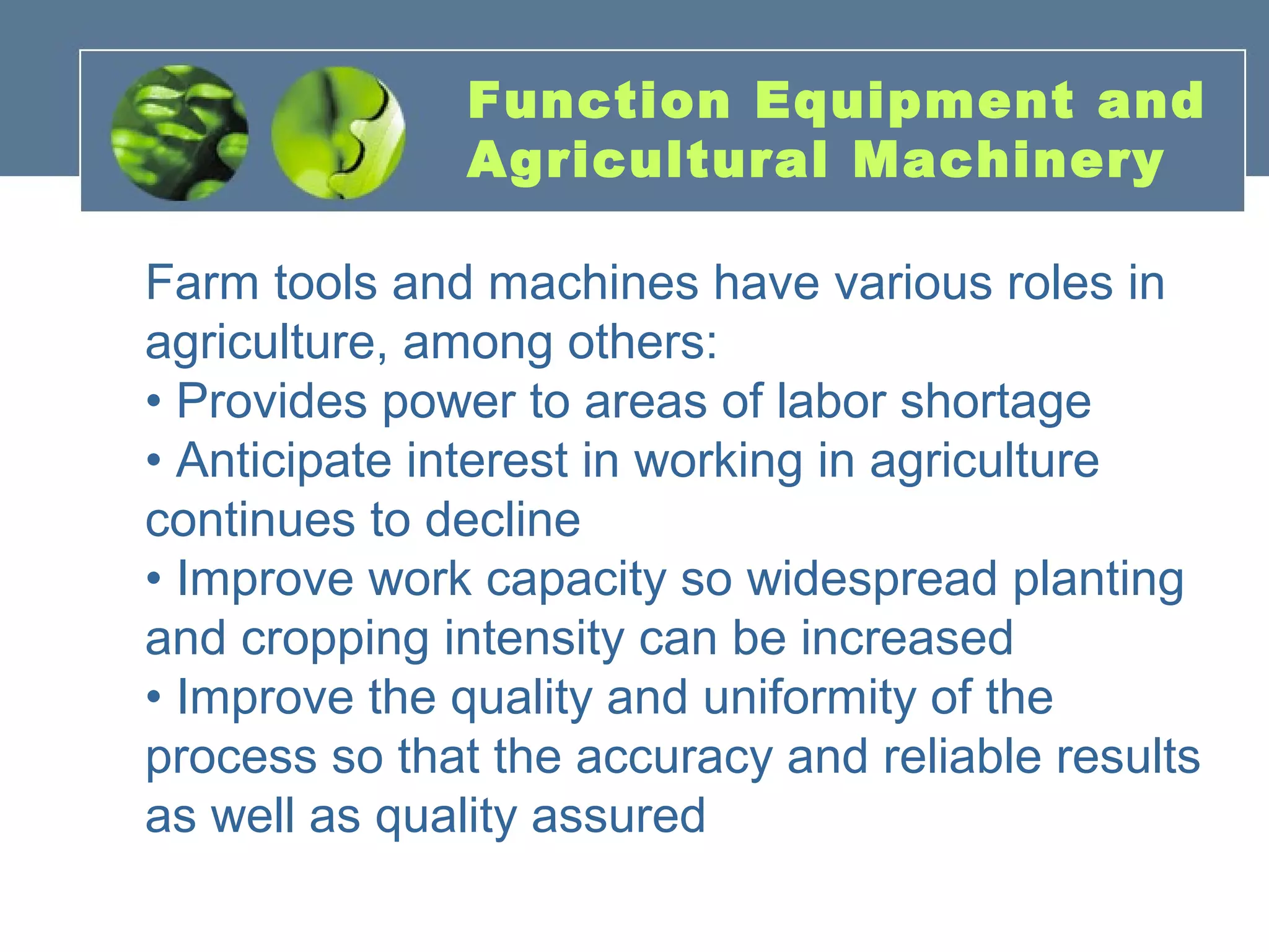 Equipment in agriculture | PPT