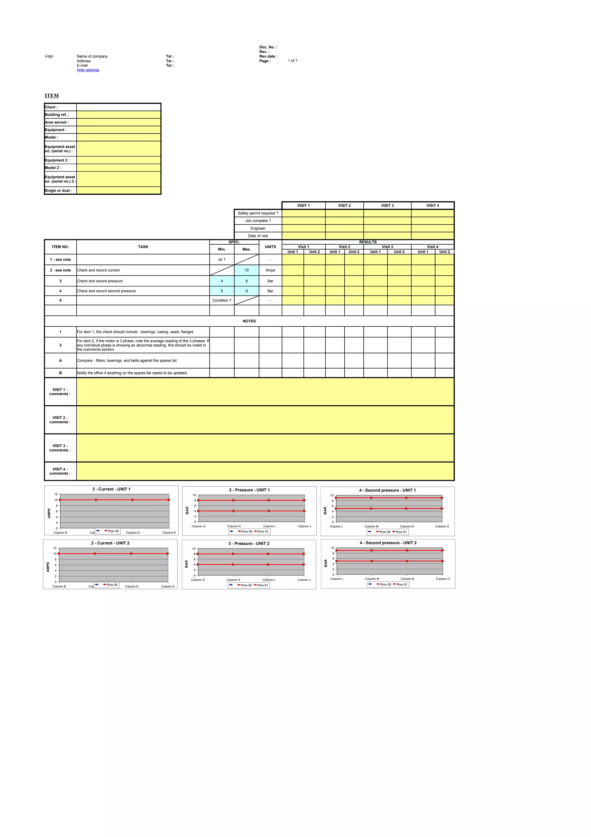 Equipment inspection sheet | XLS