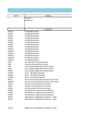 Equipment inventory | XLSX