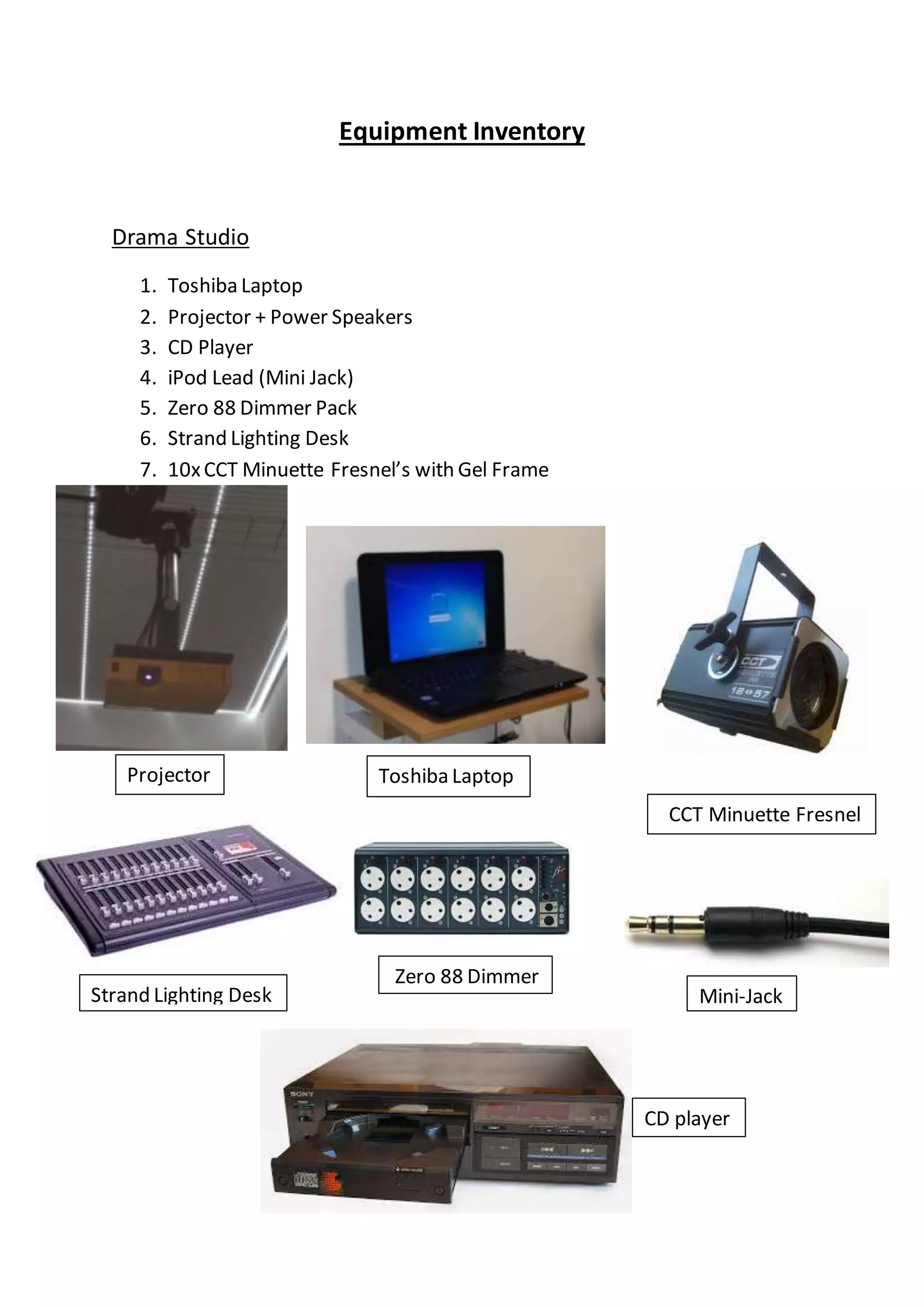 Equipment inventory | DOCX | Tablets and E-readers | Consumer Electronics