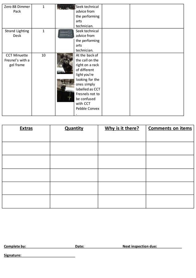 Equipment inventory checklist 2 | DOCX