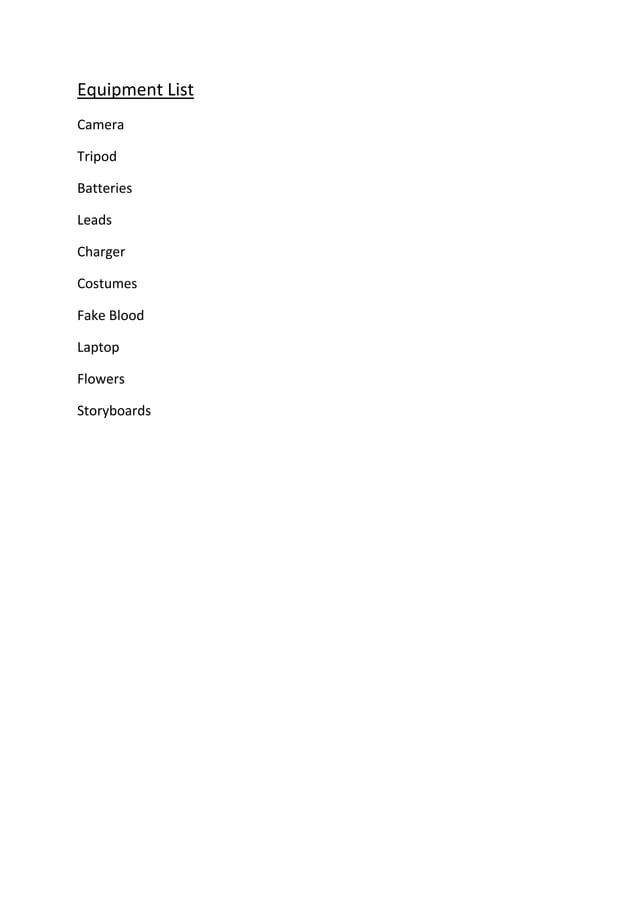 Equipment list | DOCX