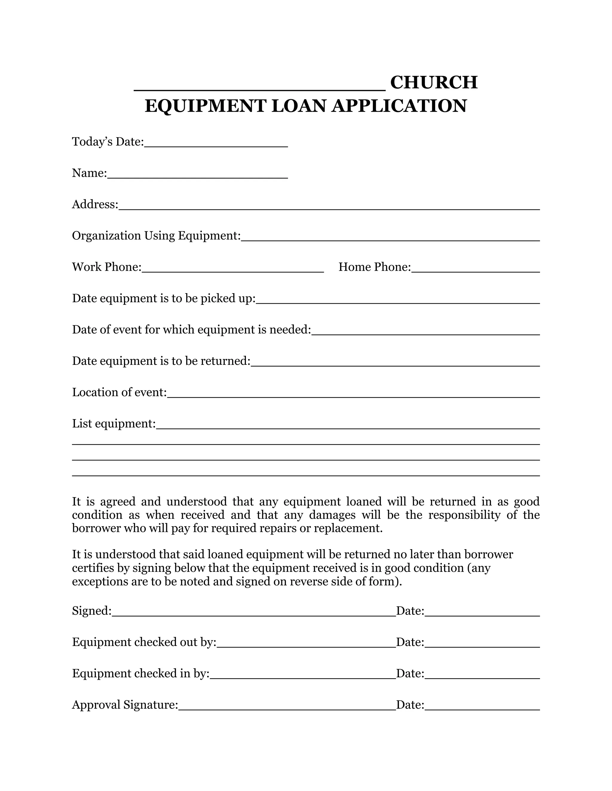 Equipment loan application | PDF