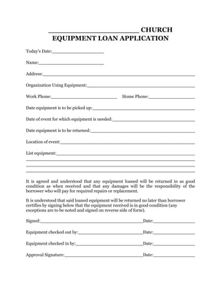 Equipment loan application | PDF