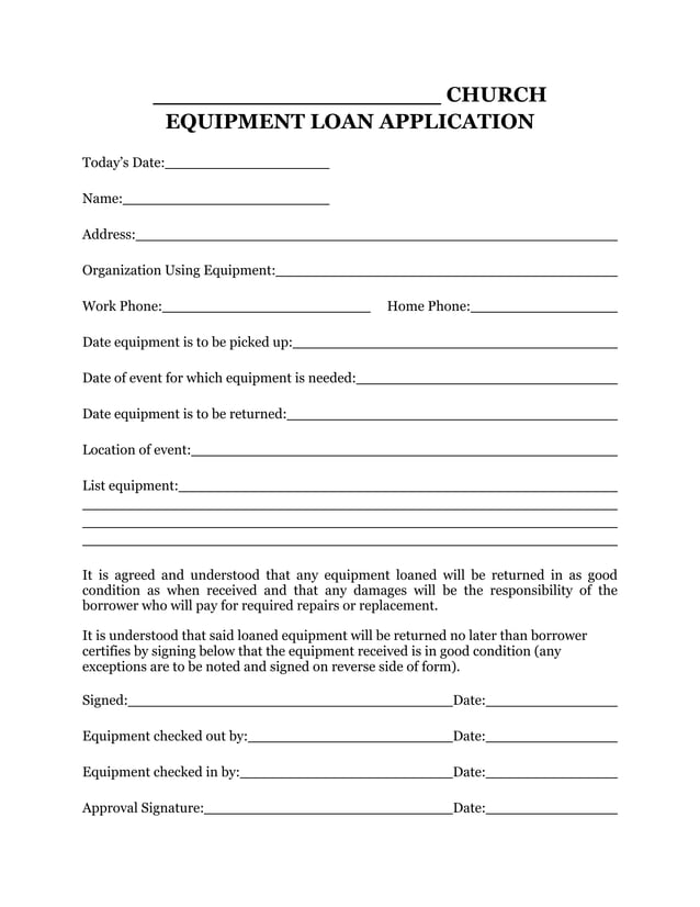 Equipment loan application | PDF