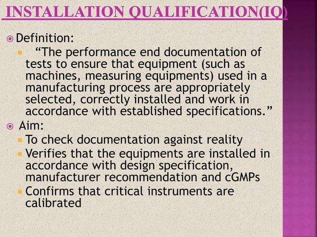 Equipment qualification | PPTX | Pharmaceutical Industry | Industries