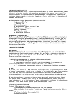 Equipment qualification & validation of autoclave, dry heat ...