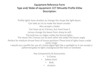 Equipment reference form lighting | PPT