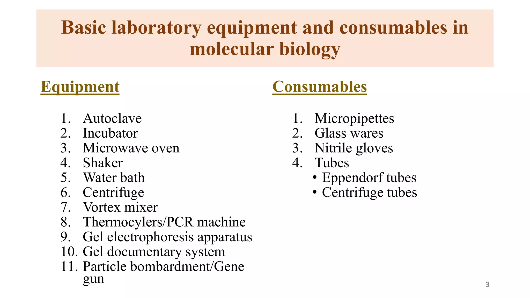 Equipment related to molecular biology | PPTX