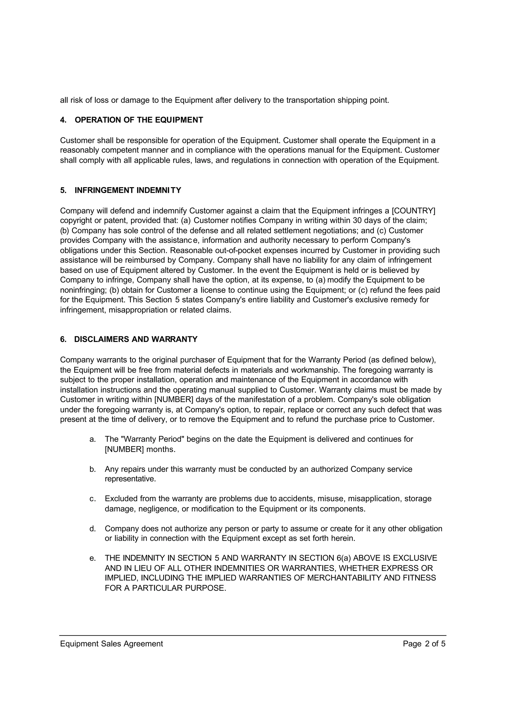 Equipment Sales Agreement | PDF