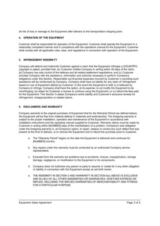 Equipment Sales Agreement | PDF