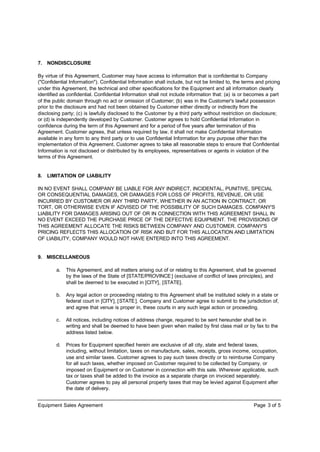 Equipment Sales Agreement | PDF