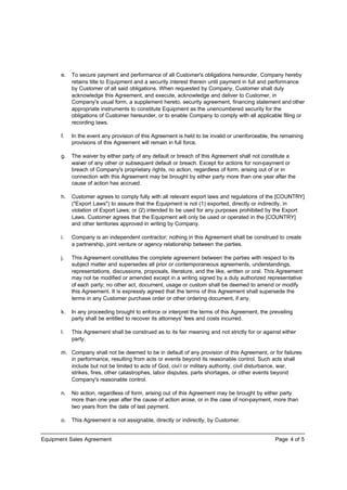 Equipment Sales Agreement | PDF