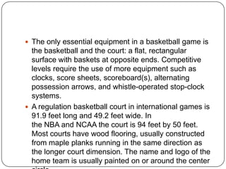 Equipments and measurements in basketball | PPTX