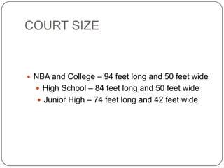 Equipments and measurements in basketball | PPTX