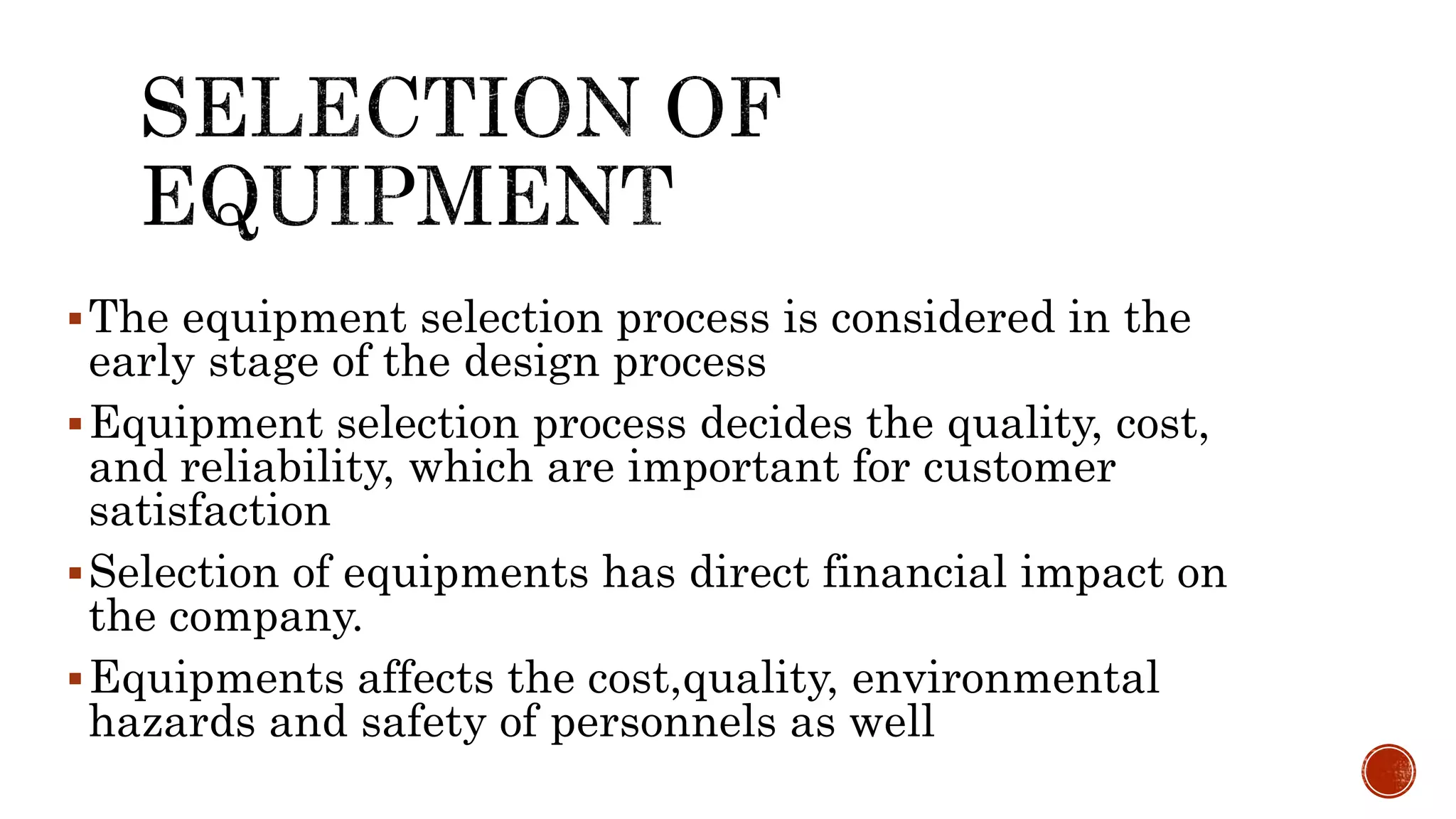 Equipment selection and purchase specification | PPTX