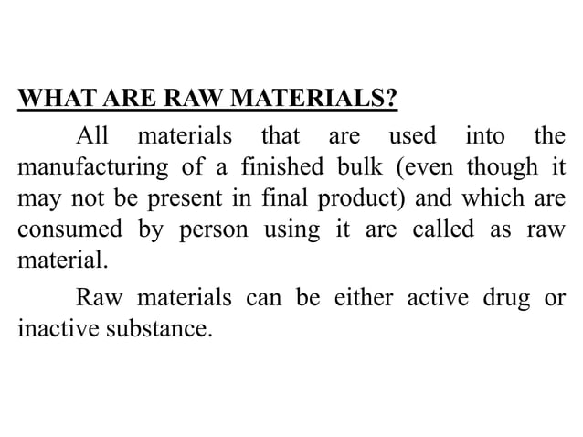 Equipments and Raw Materials | PPTX