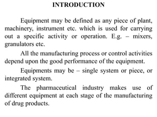 Equipments and Raw Materials | PPTX