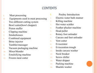 Equipments used in Meat and Poultry industry | PPTX