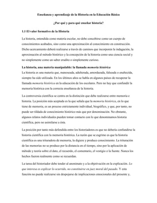 ¿Por qué y para qué enseñar Historia? | DOCX