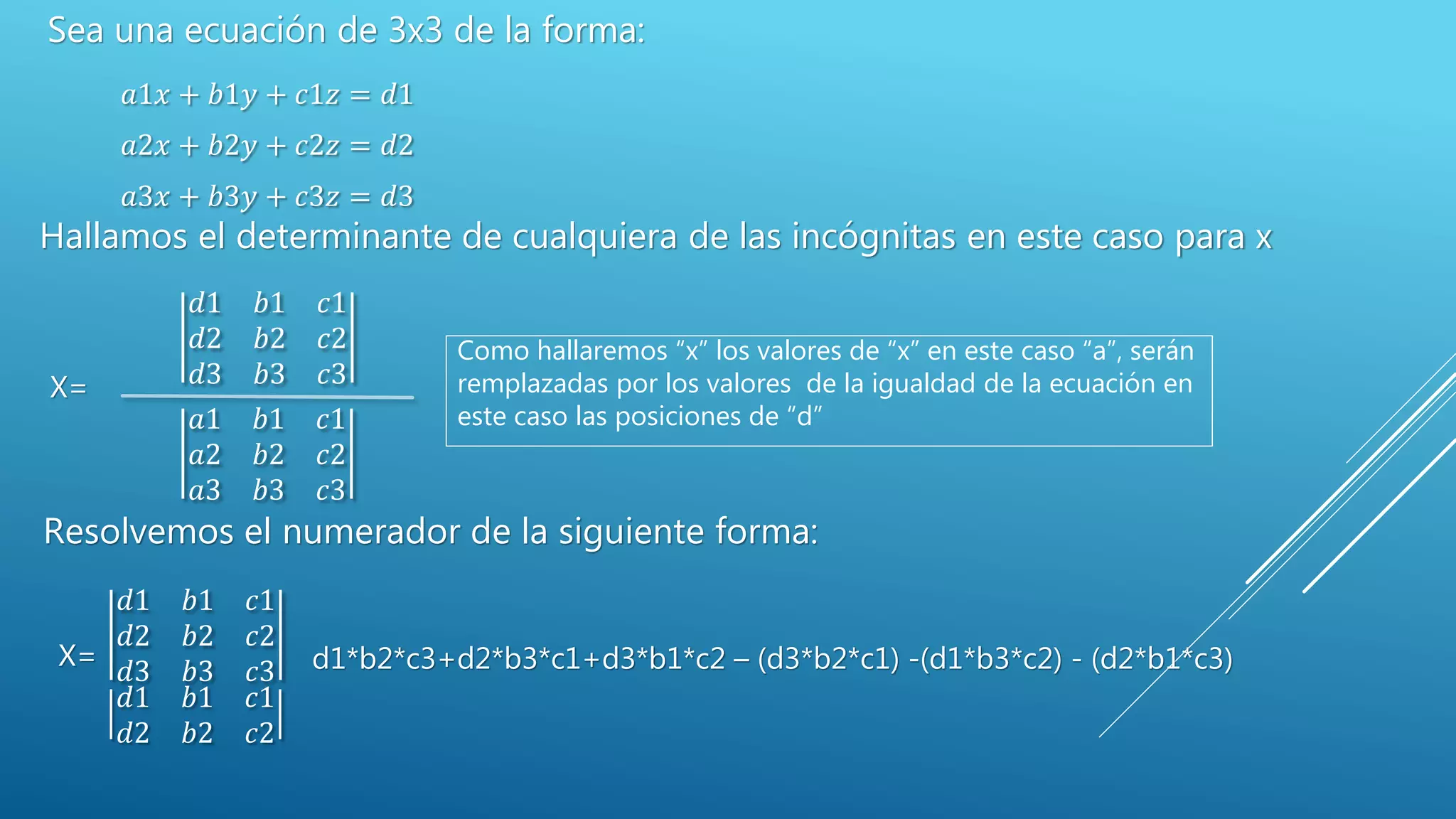 método de determinantes cramer y sarrus 3x3 | PPTX | Physics | Science