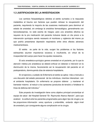NIVEL DE ANSIEDAD EN EL PACIENTE PREOPERATORIO EN EL SERVICIO DE ...