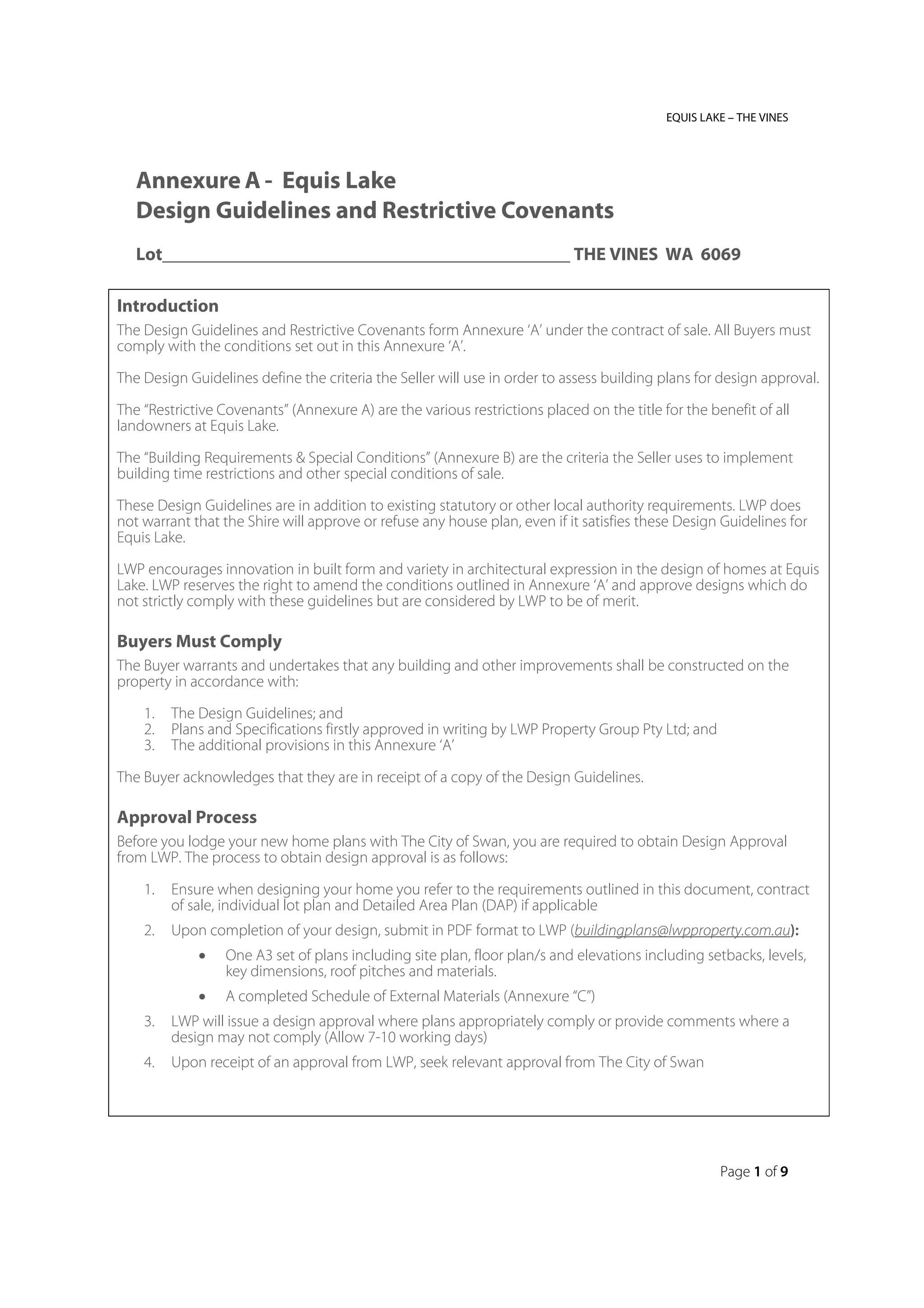 Equis Lake Design Guidelines Annexure A | PDF