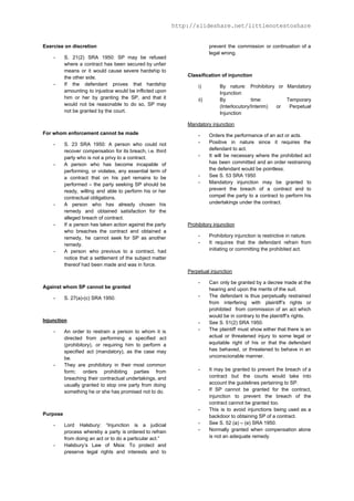 LAW501: Equity & Trust: Equitable Remedies Notes | PDF