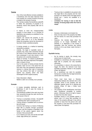 LAW501: Equity & Trust: Equitable Remedies Notes | PDF