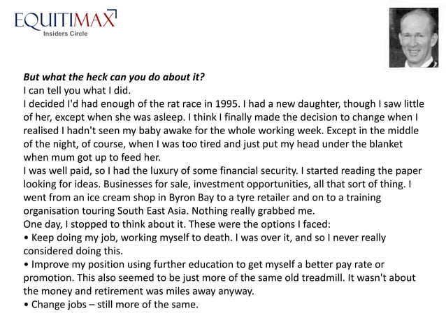 Equitimax Insiders Circle - Why Derek Evans Became A Trader | PPT