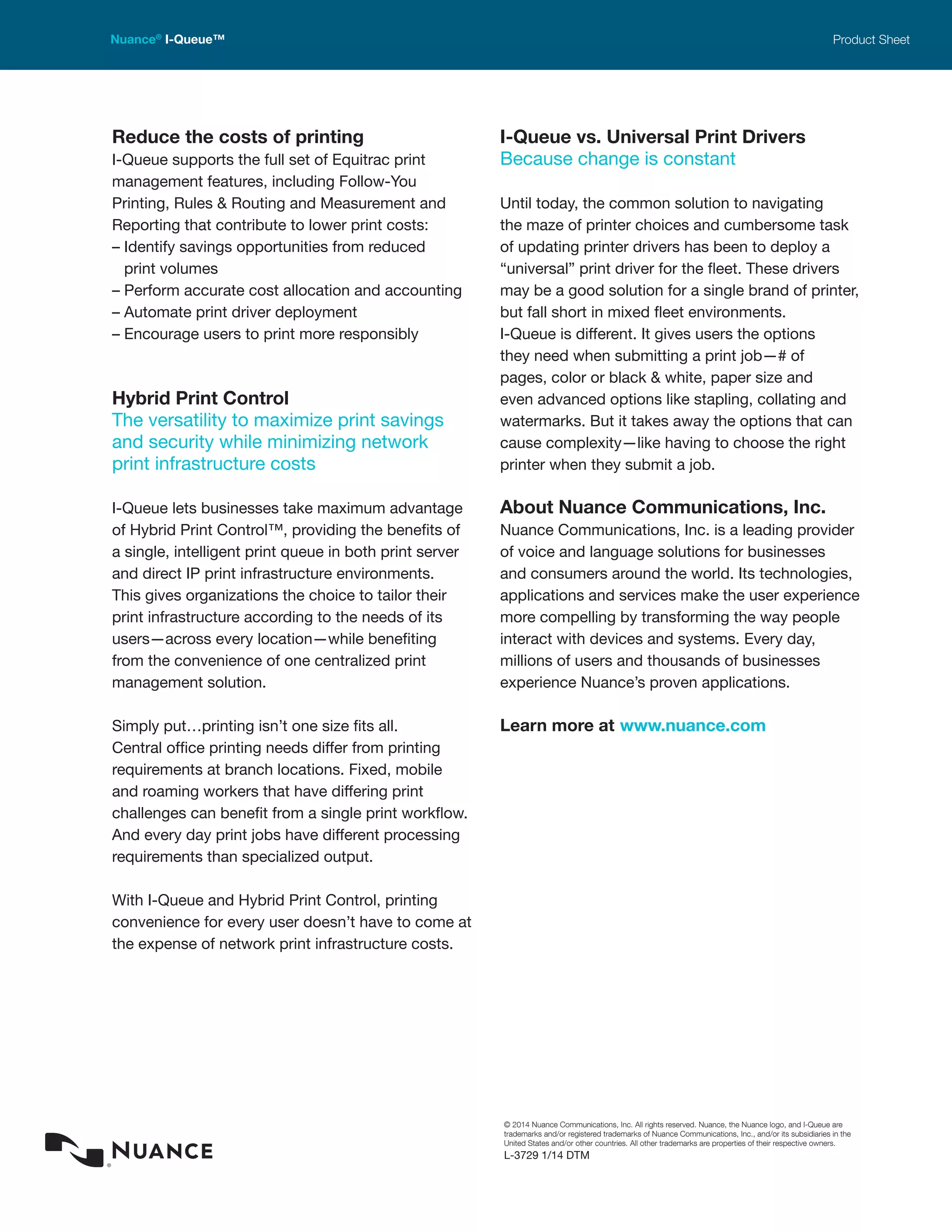 Equitrac i queue - datasheet | PDF