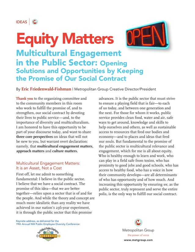 Equity Matters: Multicultural Engagement in the Public Sector ...