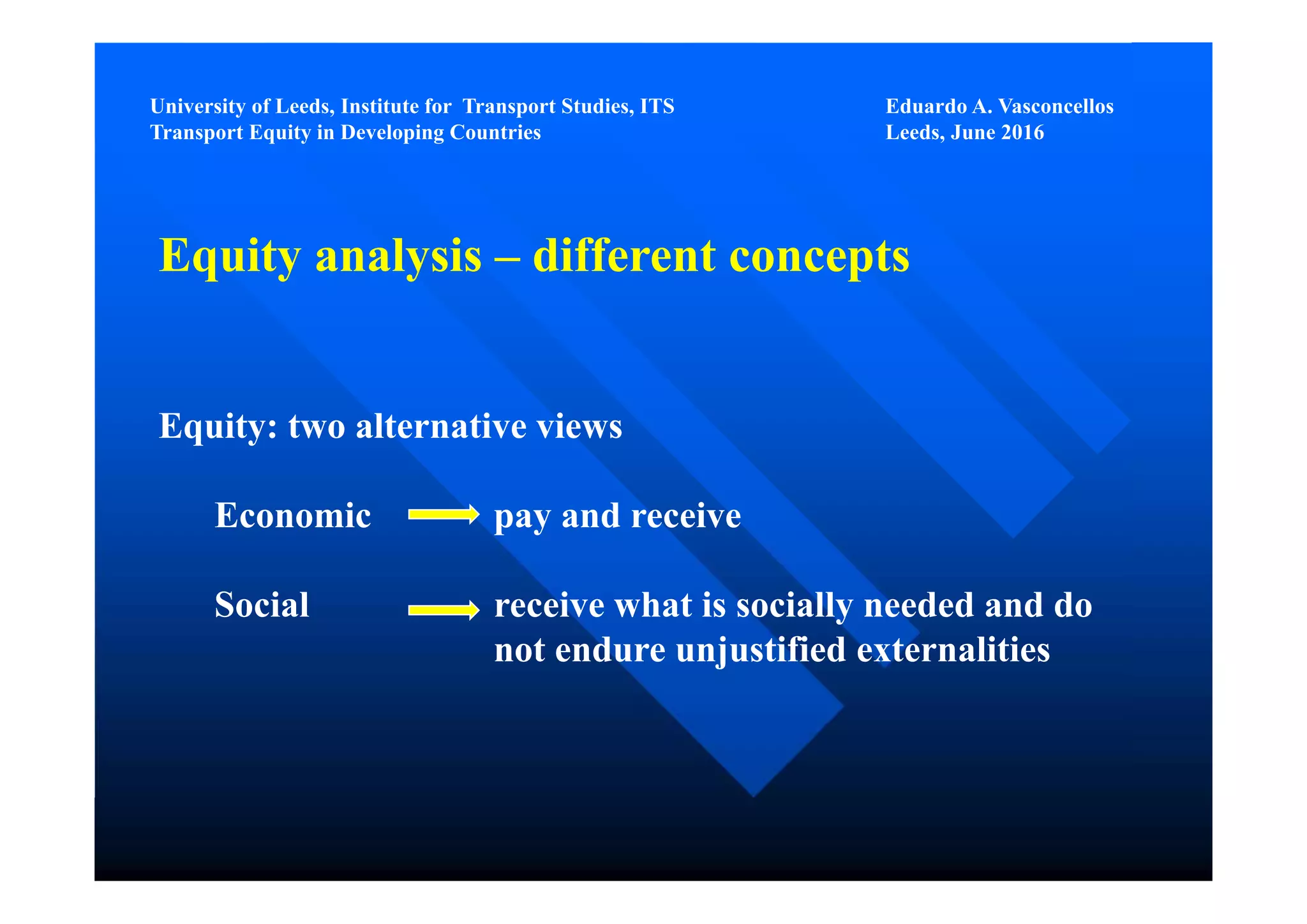 Equity analysis - urban mobility challenges in developing countries | PDF