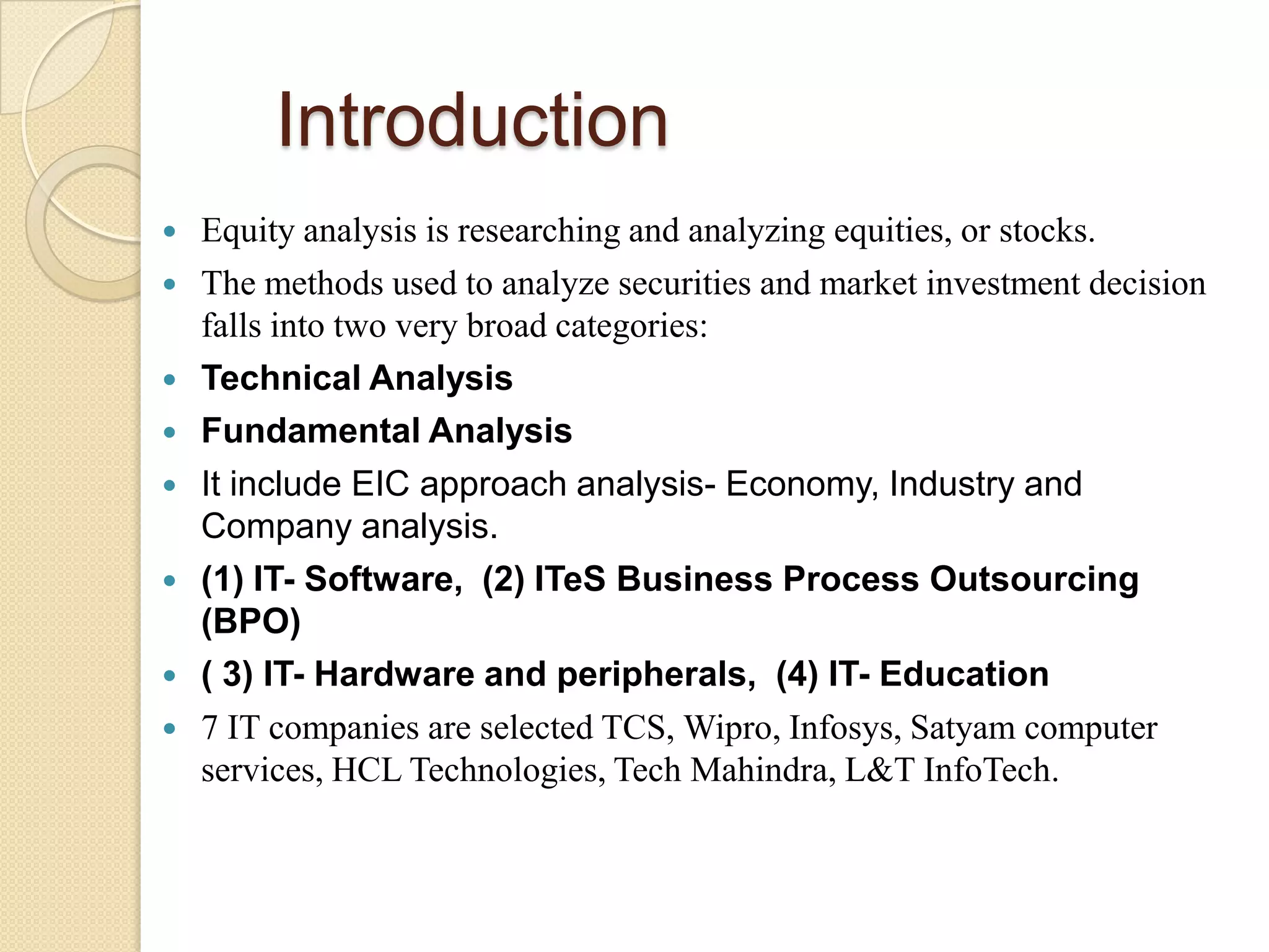 An Equity analysis on Indian IT sector | PPTX