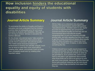 Equity and equality in special education | PPTX